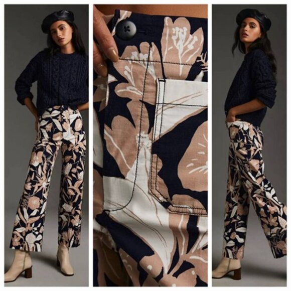 Maeve | Pants & Jumpsuits | Maeve Collette Neutral Floral Pants Crop ...